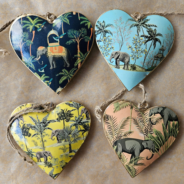 Elephant Design Hanging Metal Heart Ornament - Peach – The Chic Nest Elephant Design Hanging Metal Heart Ornament - Peach – The Chic Nest