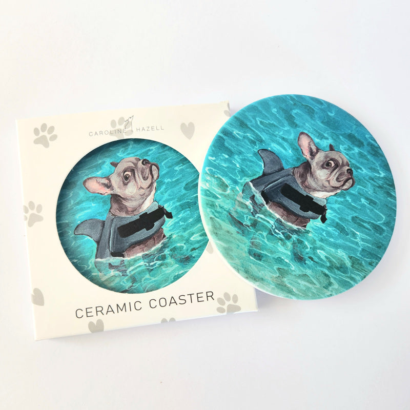 Beach Dogs Ceramic Coaster - Frenchie – The Chic Nest