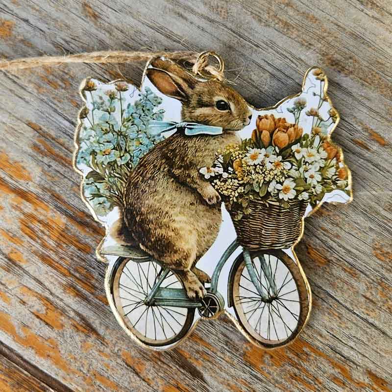 Vintage Metal Hanging Rabbit on Bicycle – The Chic Nest