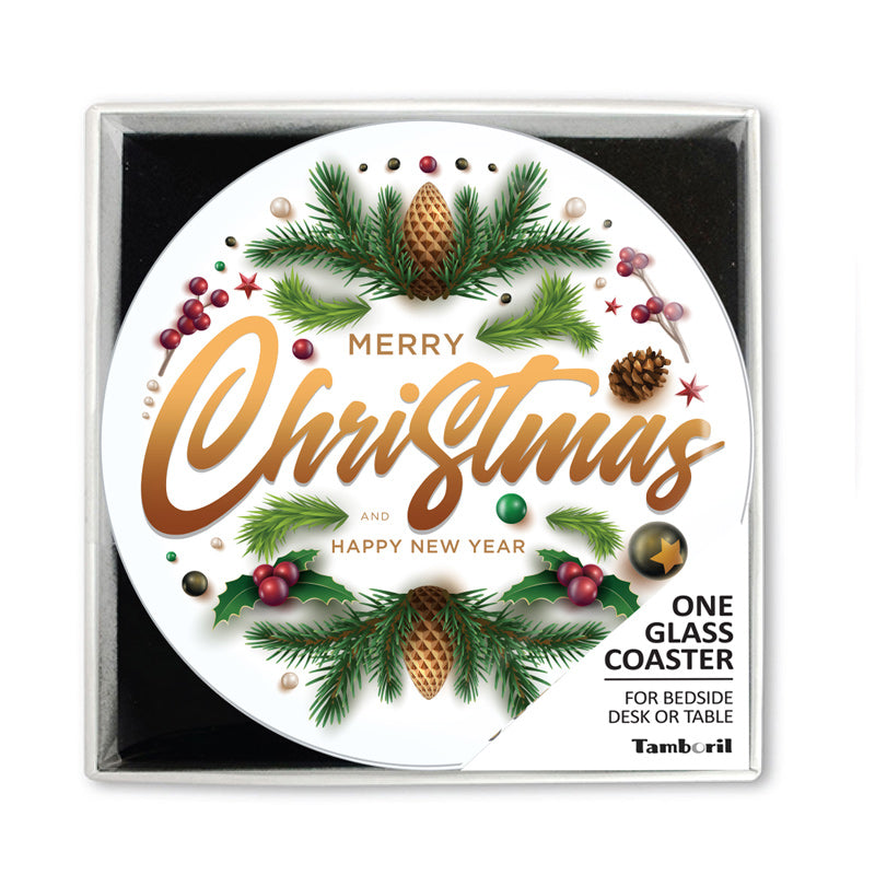 Glass Coaster Gift - Merry Christmas & Happy New Year – The Chic Nest