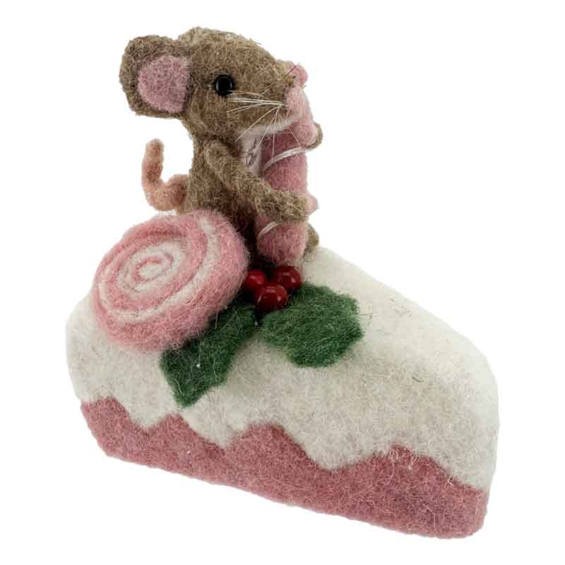 Mouse on Cake Slice Pink Christmas Decoration – The Chic Nest